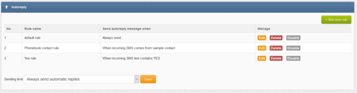 Autoreply :: SMSEAGLE